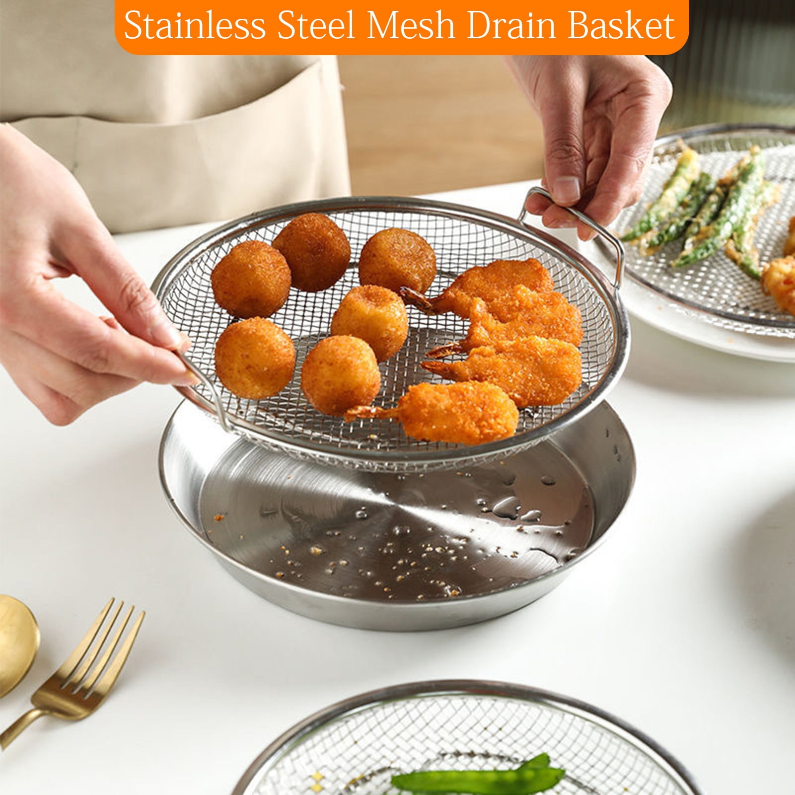 ZNNT Stainless Steel Mesh Oil Filter Tray Vegetable Dessert Strainer ...