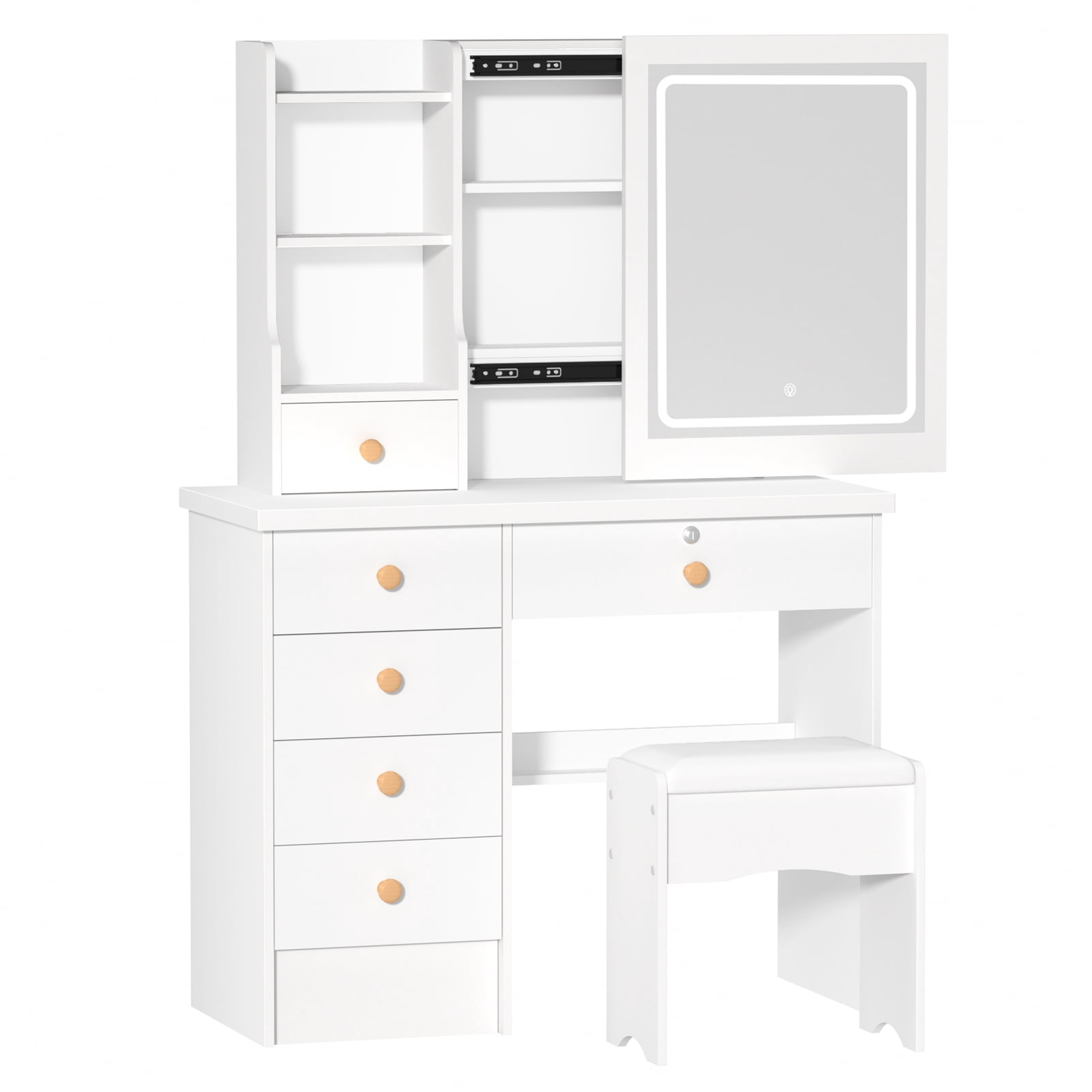 ZNNT Vanity Table with Adjustable 3 Color Brightness Adjustment Sliding ...