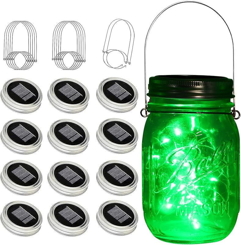 ZNYCYE Mason Jar Solar Lights for Outside, 12 Pack 30 LED Fairy Firefly ...