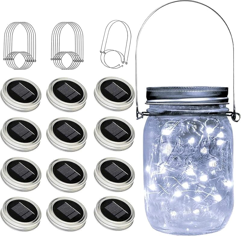 ZNYCYE Mason Jar Solar Lights for Outside, 12 Pack 30 LED Fairy Firefly ...