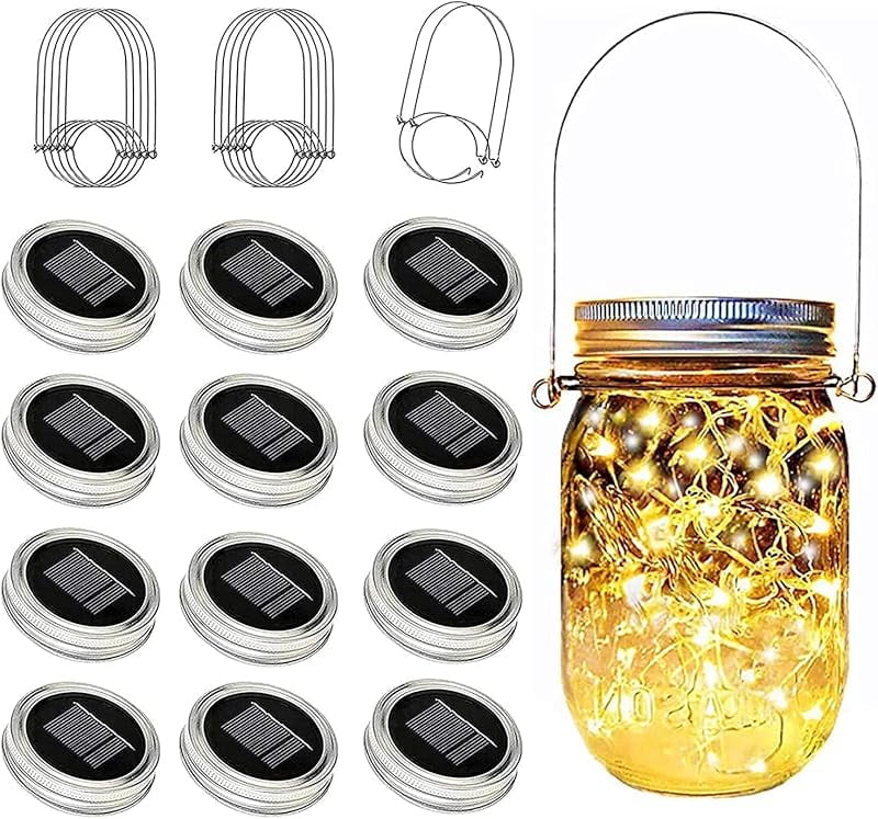 ZNYCYE Mason Jar Solar Lights for Outside, 12 Pack 30 LED Fairy Firefly ...