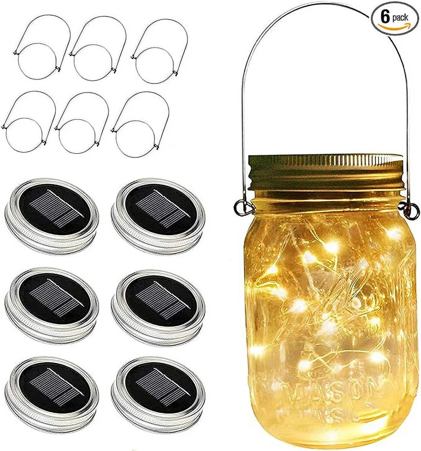 ZNYCYE Solar Mason Jar Lights, 6 Pack 30 Led String Fairy Star Firefly ...
