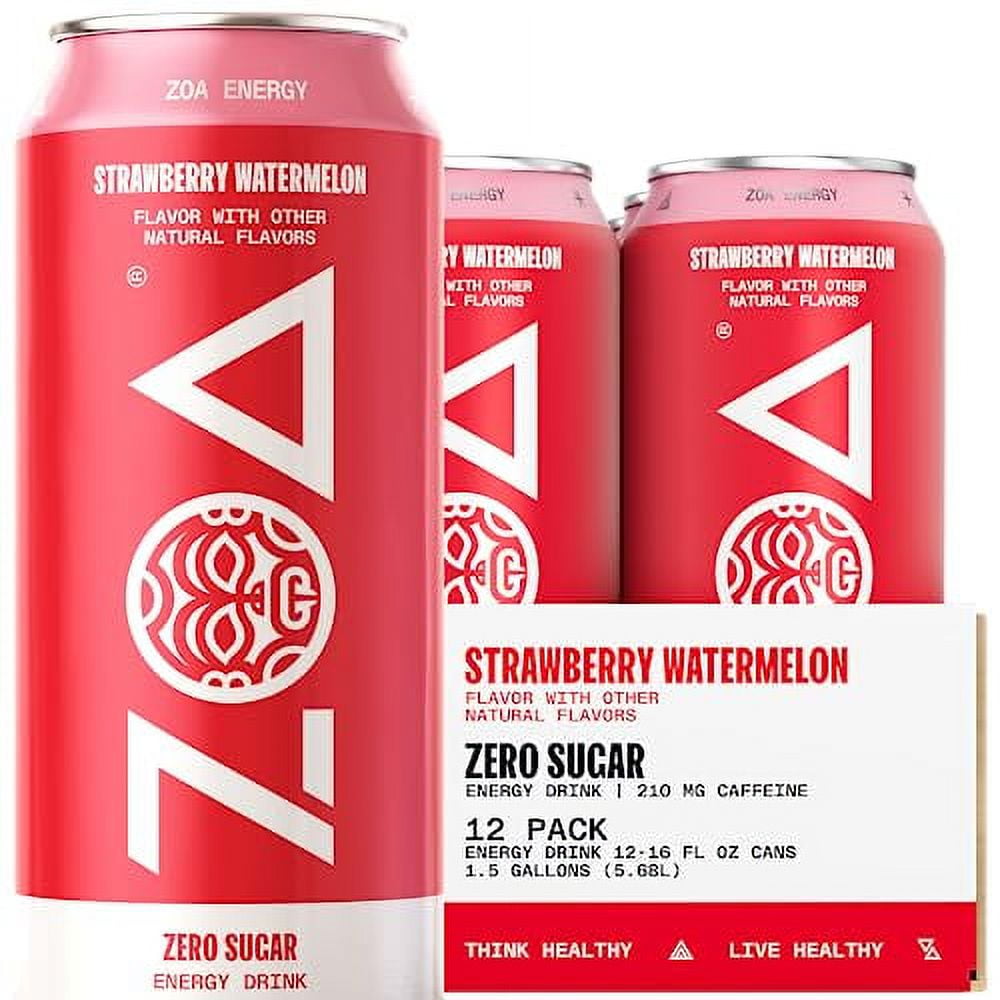 ZOA Zero Sugar Energy Drinks, Strawberry Watermelon - Sugar Free with ...