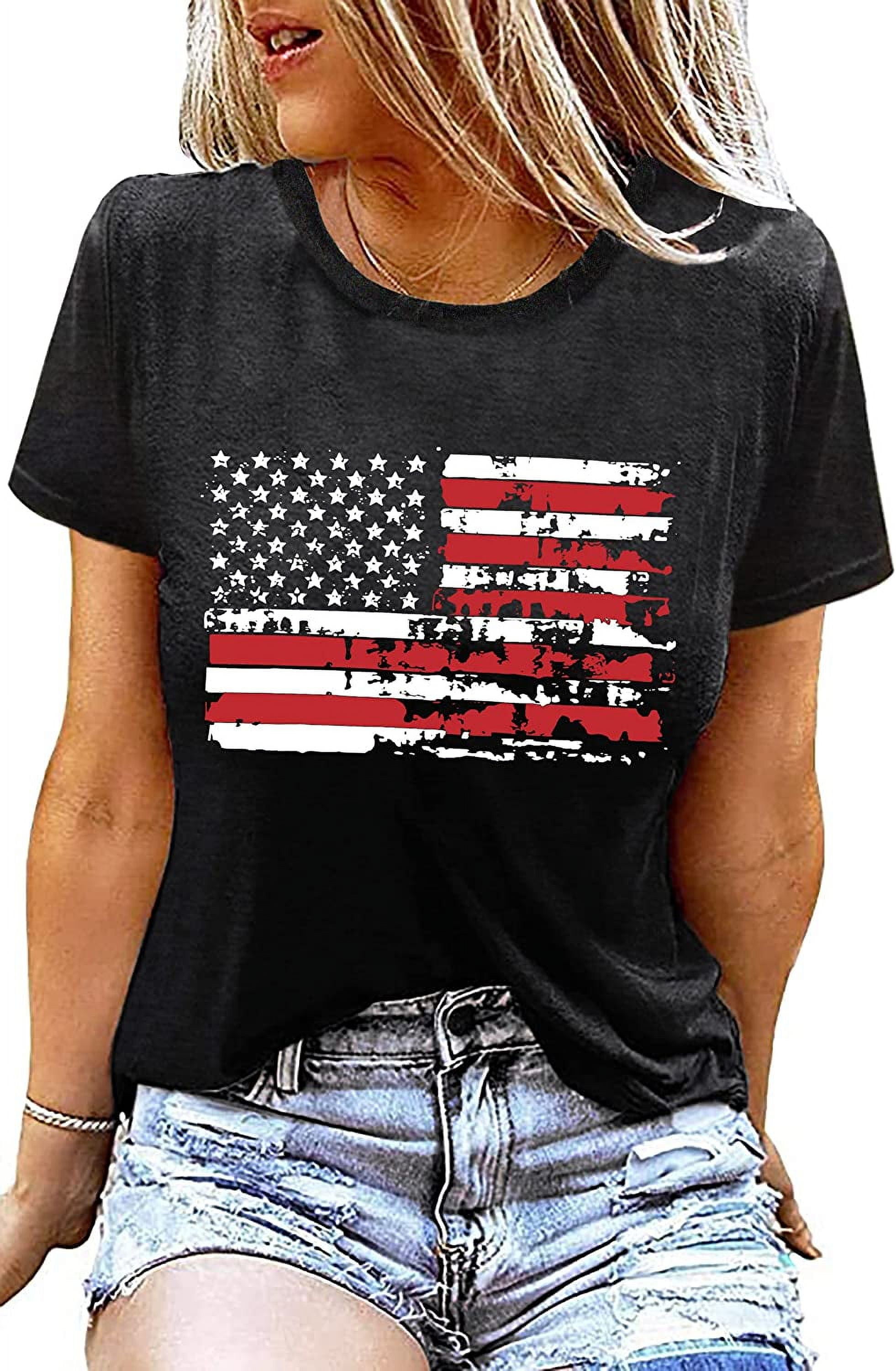 ZOCAVIA American Flag Shirt Women Patriotic Shirt Vintage USA Flag ...