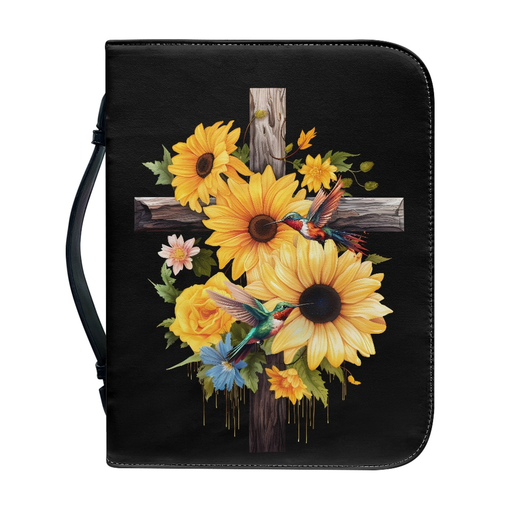 ZOCAVIA Cross Flower Bible Cover for Women, Large Capacity Bible Bag ...
