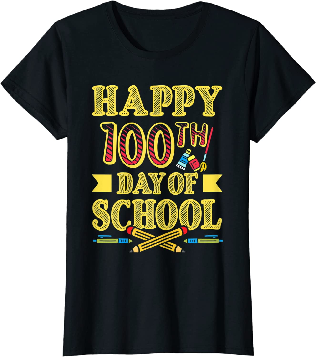 ZOCAVIA Happy 100th Day Of School Teacher School Kids 100 Day T-Shirt ...