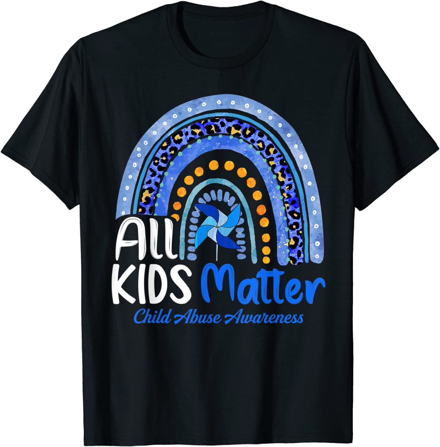 ZOCAVIA Retro Rainbow All Kids-Matter Pinwheel Child Abuse Awareness T ...