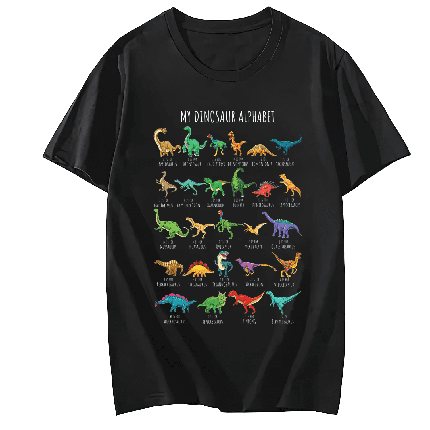 ZOCAVIA Women Tshirt Alphabet A-Z ABC Dino Identification Short Sleeve ...