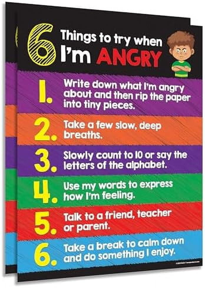ZOCO – Anger Management Poster for Kids (2-Pack) – SEL Behavior Chart ...
