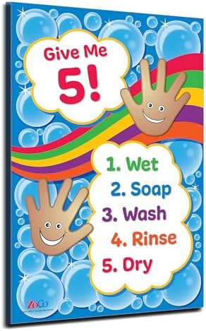 ZOCO – Give Me 5 Handwashing Poster (10-Pack) – Wash Your Hands Sign ...