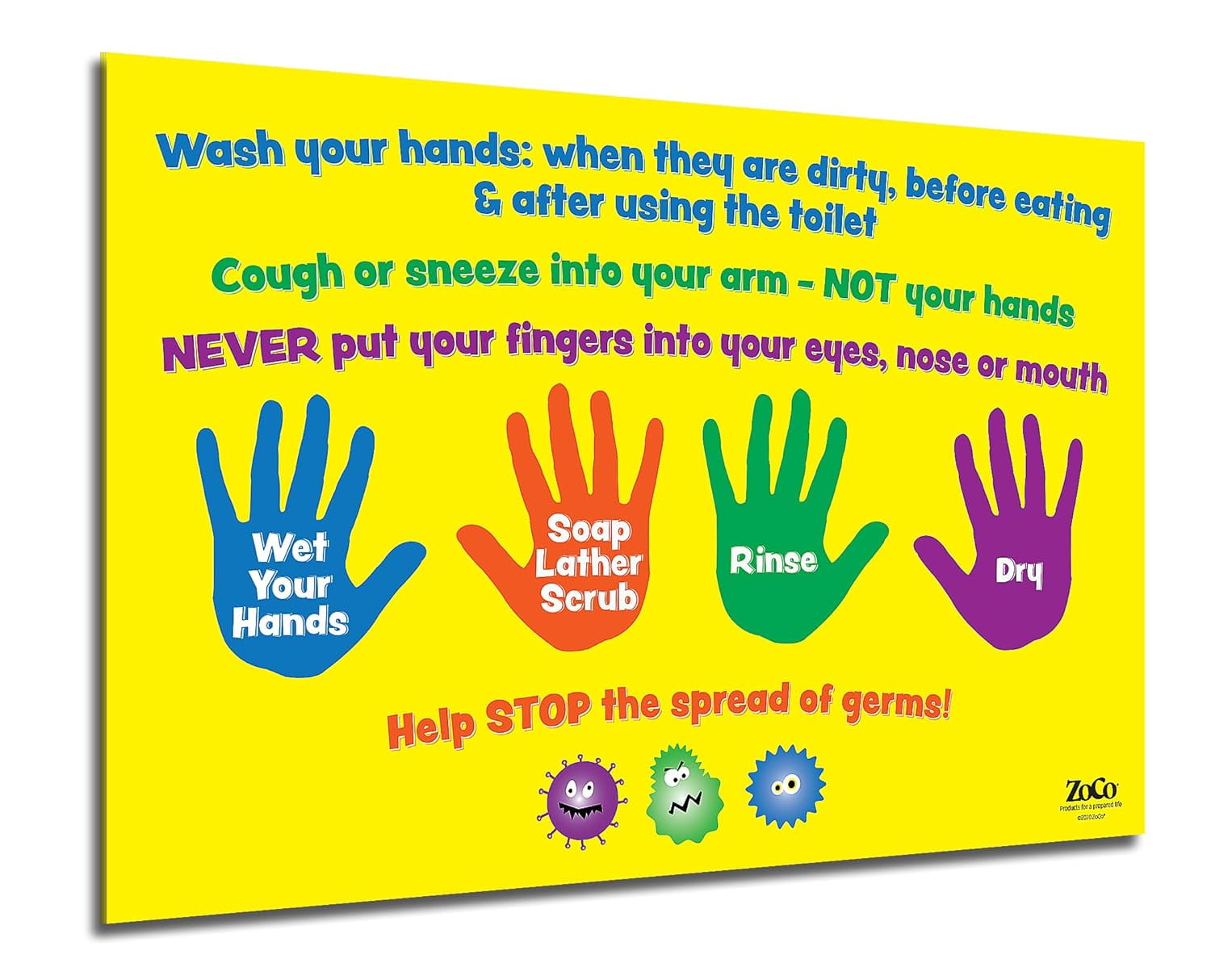 ZOCO – Hand Washing Poster for Kids (5-Pack) – Hygiene Chart for ...