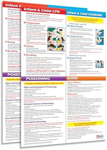 ZOCO – Infant & Child First Aid Posters (2-Pack) – In Home Daycare Essentials – Laminated 12x18 ...