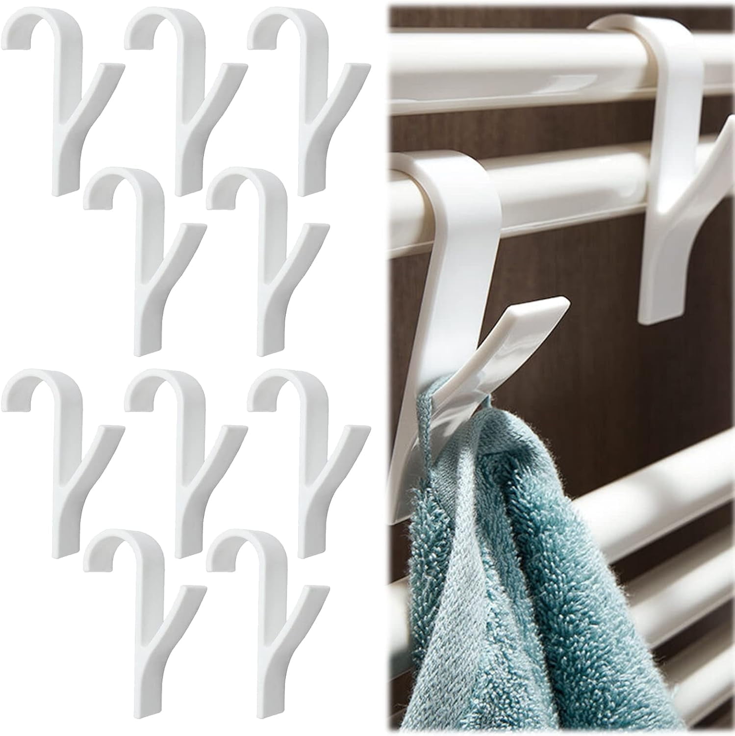 ZOCONE 10 Pcs Radiator Hooks Towel Rail, Plastic Radiator Hooks Towel ...