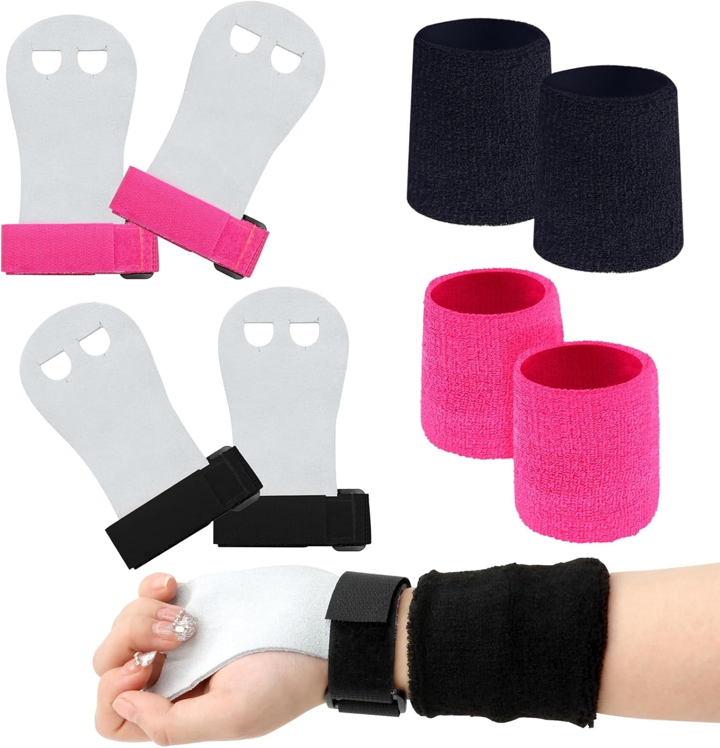 ZOCONE 2 Pairs Gymnastics Grip Pads with 2 Pairs Wristbands for Kids ...