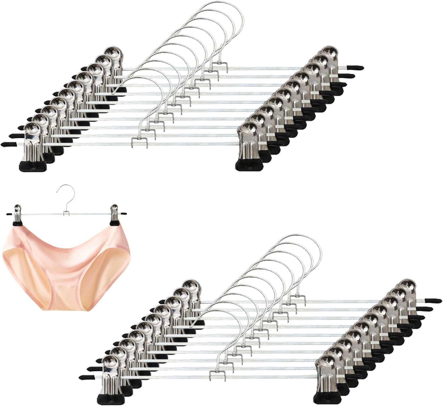 ZOCONE 20Pcs Pant Hangers with Clips, 28cm Black Skirt Hangers with Non ...