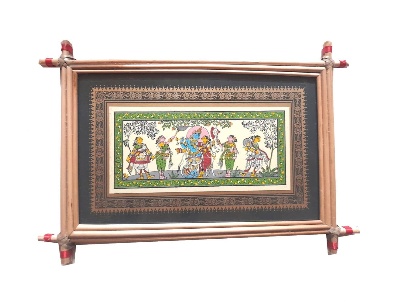 ZOCTALGEM 13 inches Tussar pattachitra Painting with Frame of RaghurajpurOrissa handicrafts Rash ...