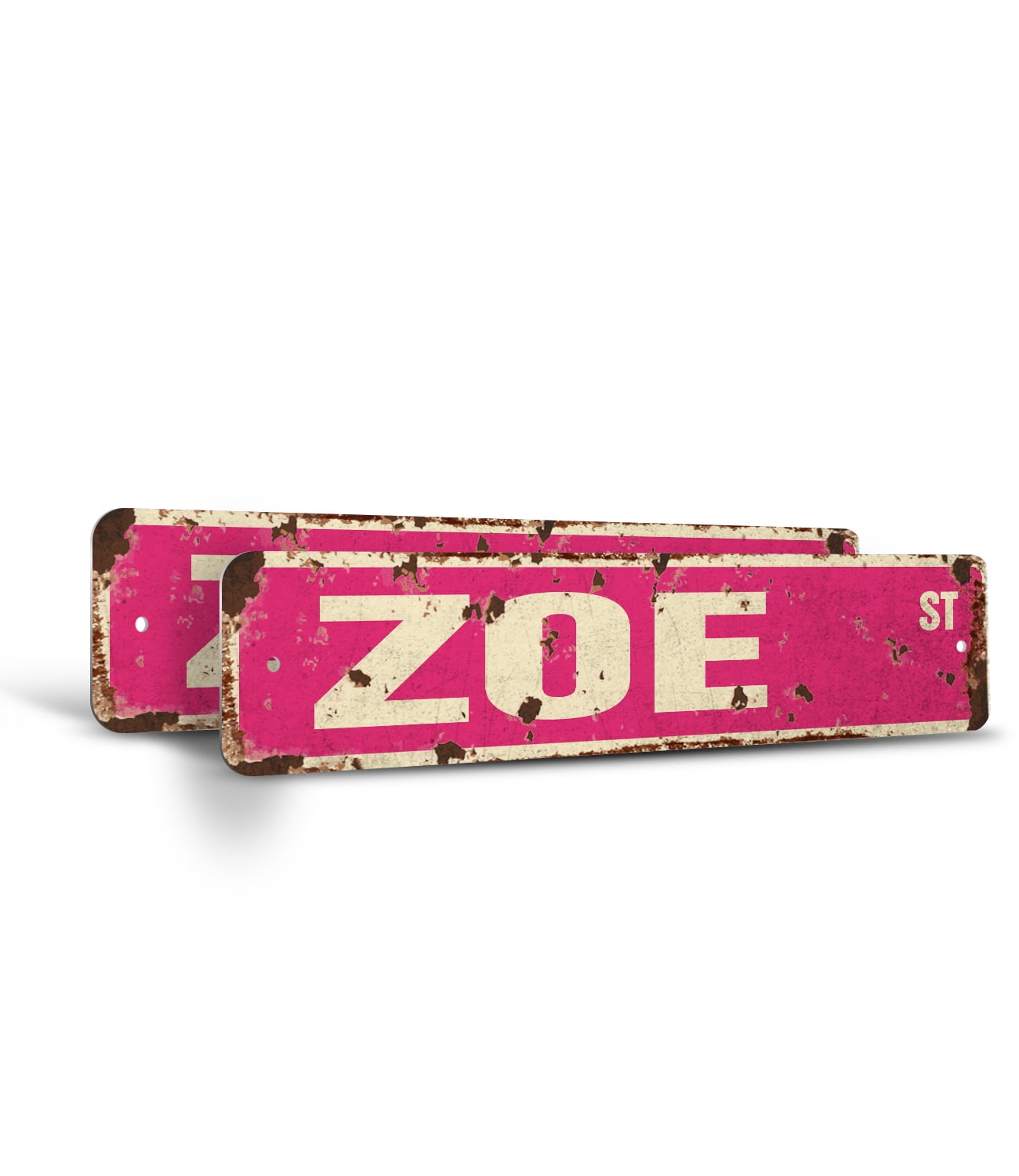 ZOE Vintage Style Rustic Street Sign – (2 Pack) Childrens Name Room ...