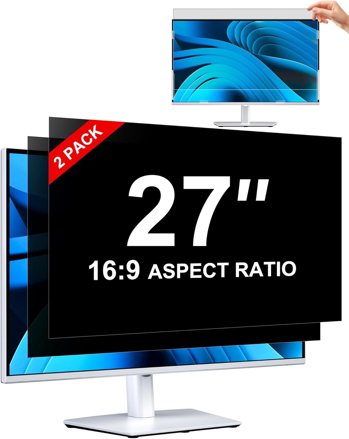 ZOEGAA [2-Pack] Privacy Screen For Computer Monitor, 27-Inch 16:9 ...