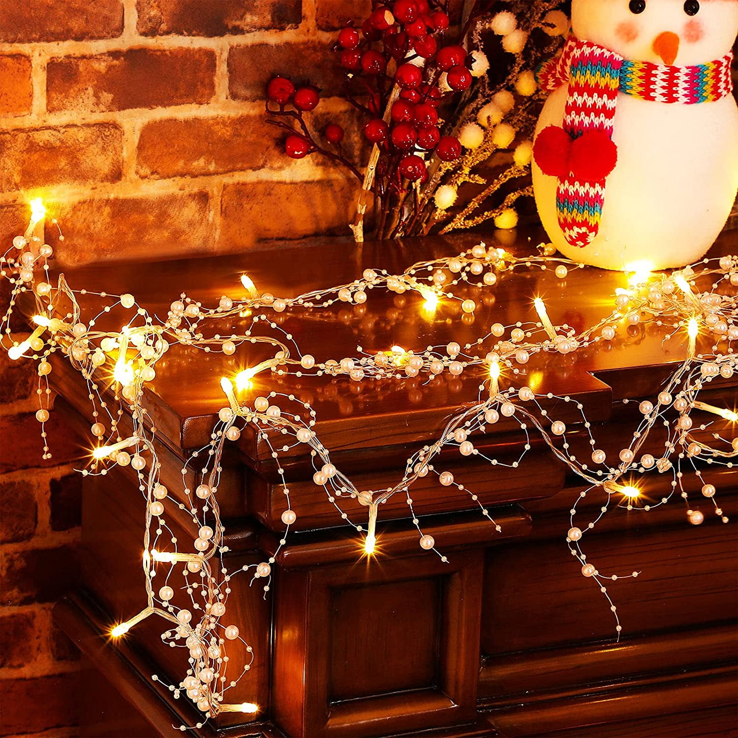 ZOELNIC 10 Feet 30 LED Christmas Berry Beaded Garland String Light ...
