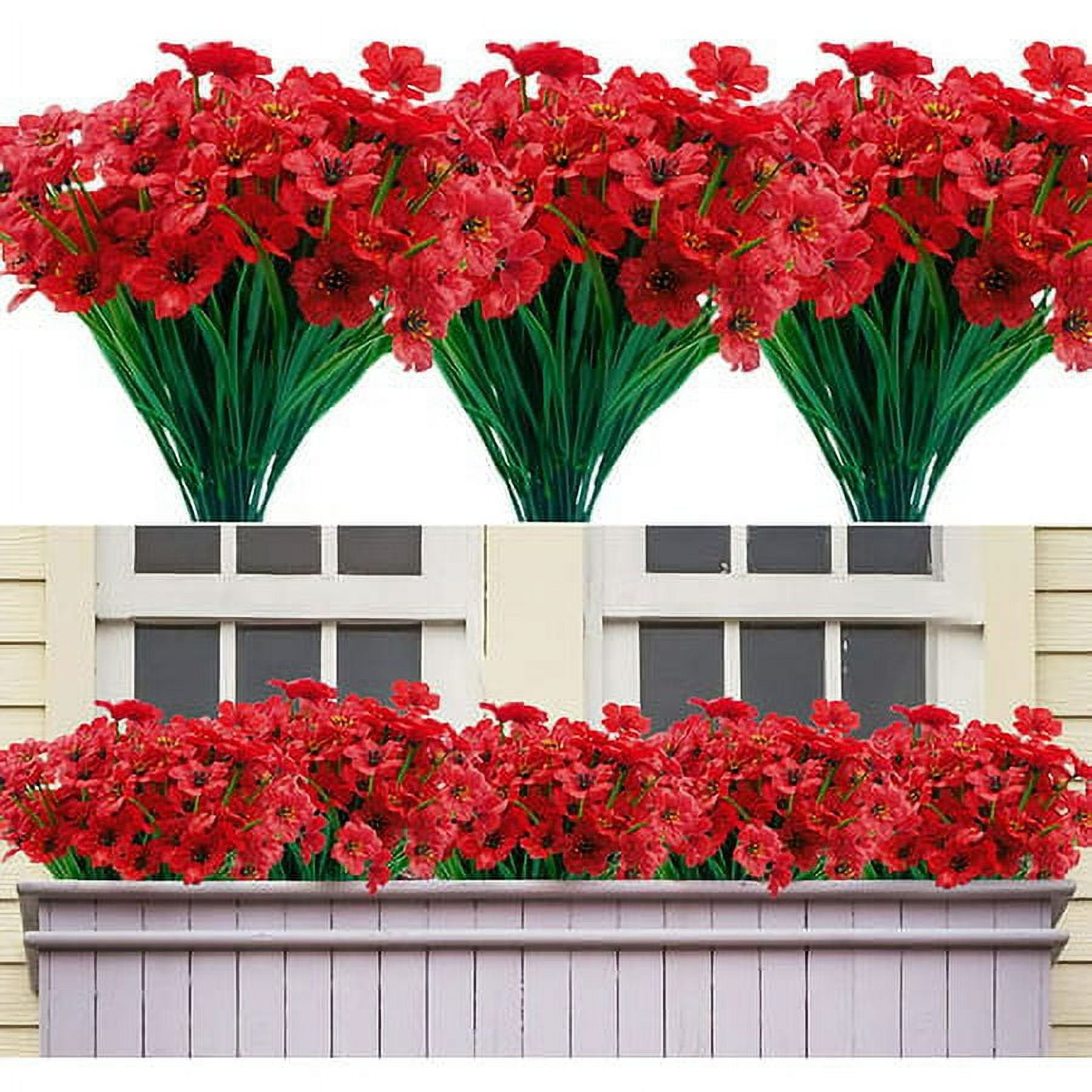 ZOELNIC 12 Bundles Artificial Flowers Red Violet Outdoor UV Resistant ...