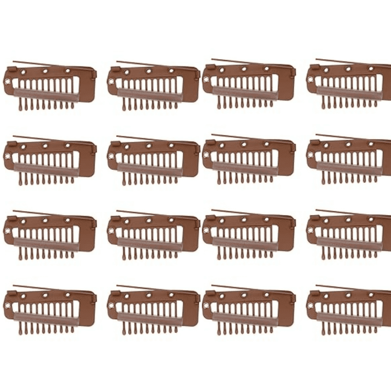 ZOELNIC 16pcs Wig Clip with Safety Pins, 10-Teeth Hair Extension Snap ...