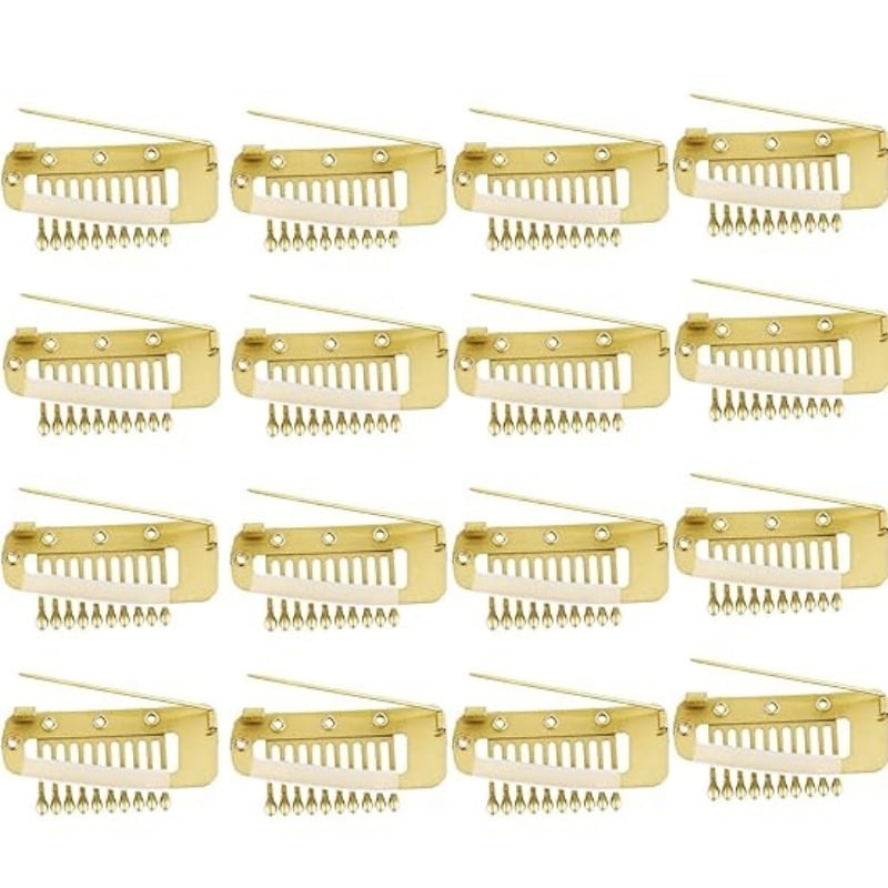 ZOELNIC 16pcs Wig Clip with Safety Pins, 10-Teeth Hair Extension Snap ...
