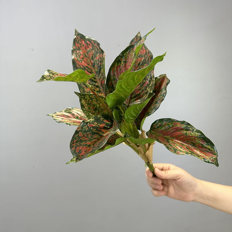 ZOELNIC 2 Packs Artificial Variegated Hosta Plant, 17.7" Faux Green ...