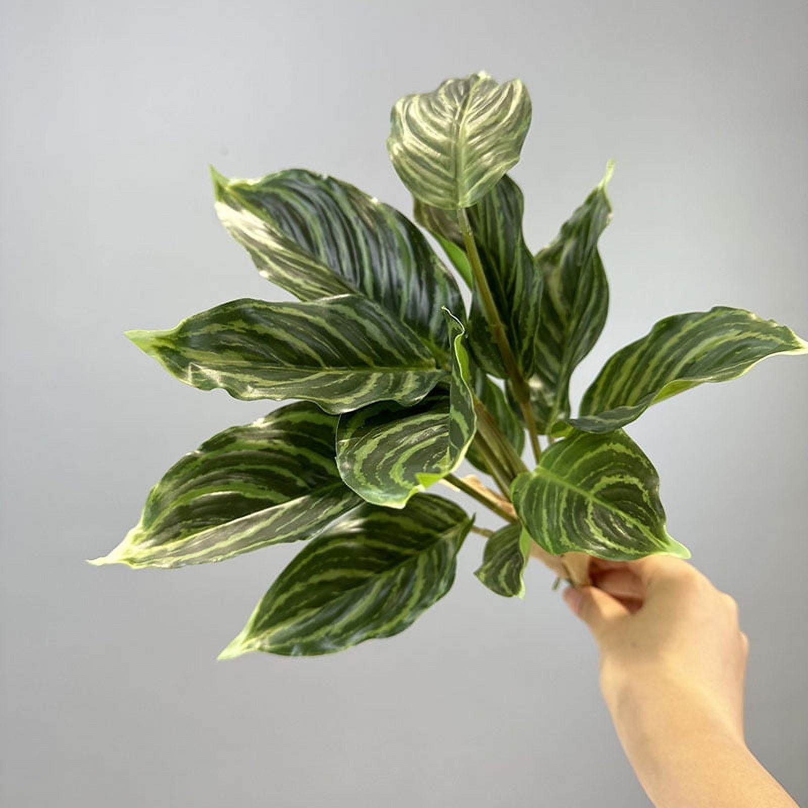 ZOELNIC 2 Packs Artificial Variegated Hosta Plant, 17.7" Faux Green ...