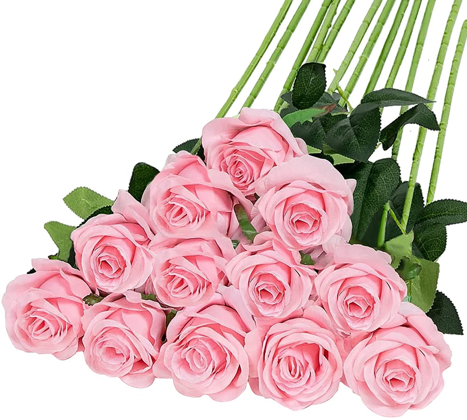 ZOELNIC 24PCS Artificial Rose Silk Flowers Realistic Bridal Bouquet ...