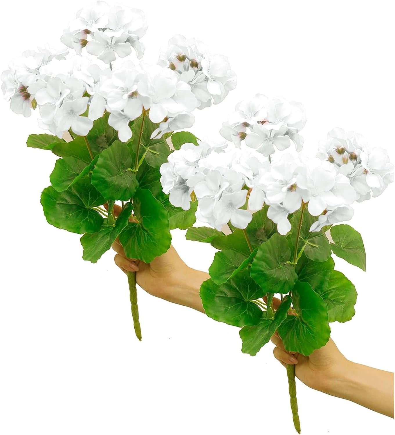 ZOELNIC 2pcs Artificial Geraniums Silk Flowers Plants Artificial ...