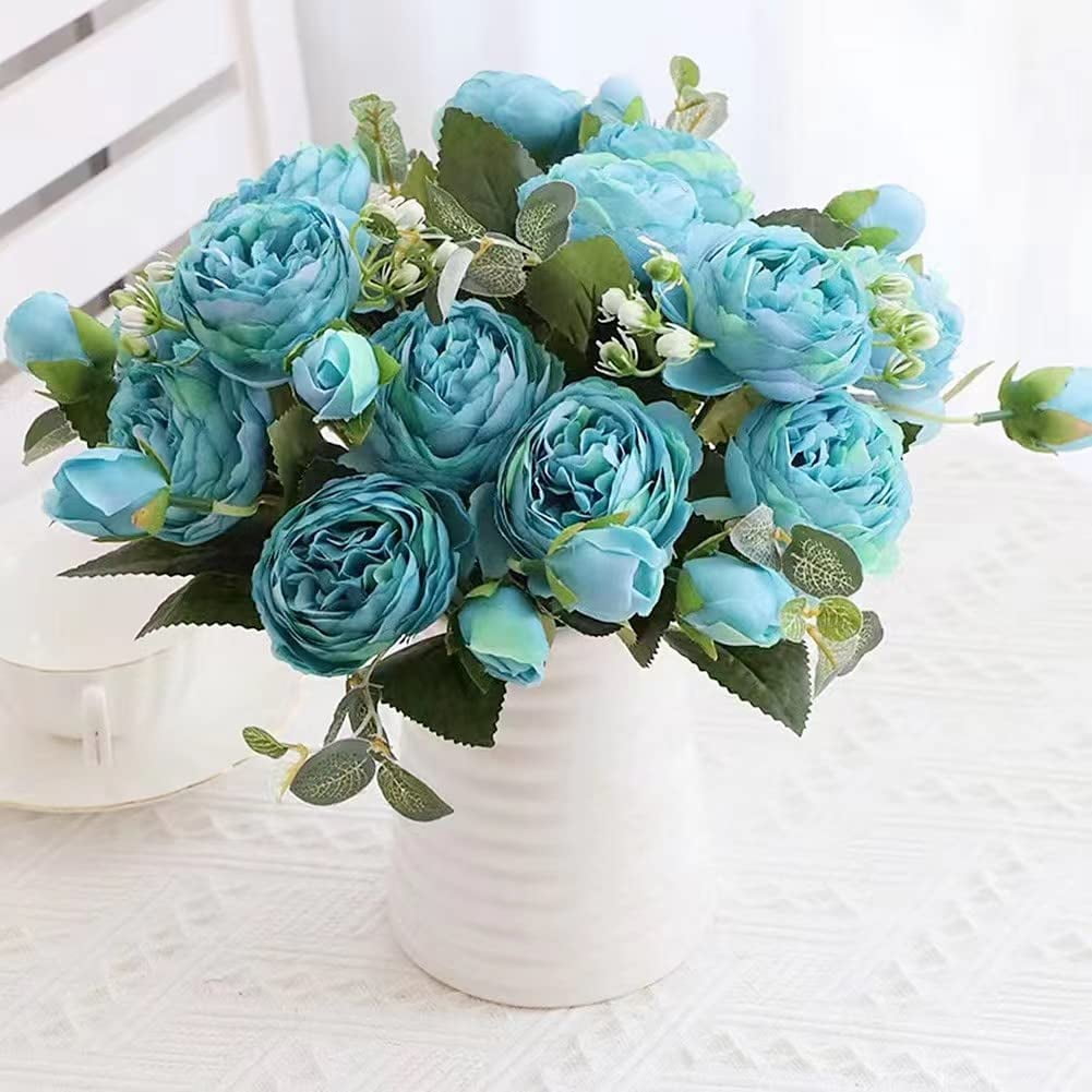 ZOELNIC 3PACK Artificial Flowers Silk Peony Rose Real Touch Fake ...