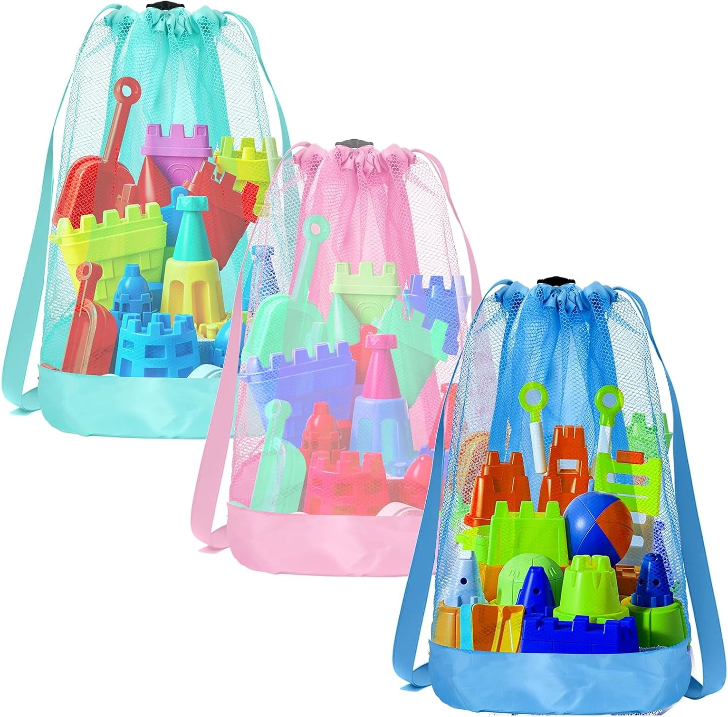 ZOELNIC 3pcs Beach Toy Mesh Beach Bag Kids Shell Collecting Bag Beach ...