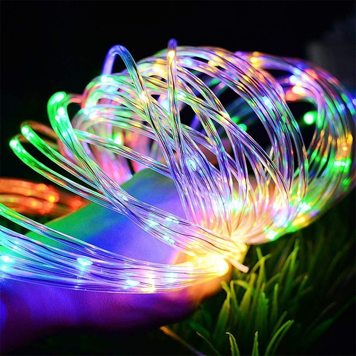 ZOELNIC 40ft 100LEDs Christmas Solar Powered Rope Tube String Lights ...