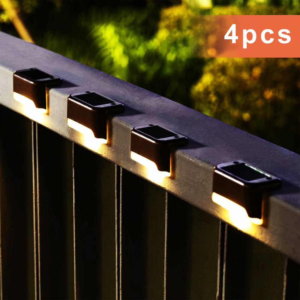 ZOELNIC 4Pcs Led Solar Powered Deck Lights, for Patio Pool Stairs Step ...