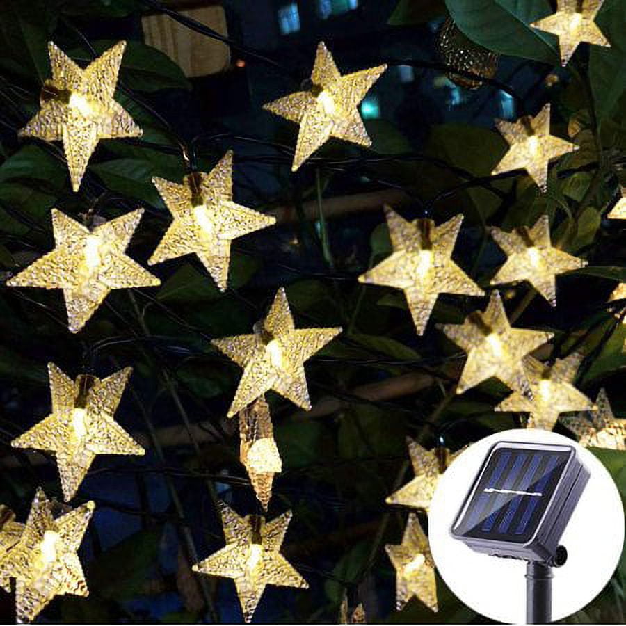 ZOELNIC 50LED Twinkle Star Fairy String Lights Garden Outdoor Solar ...