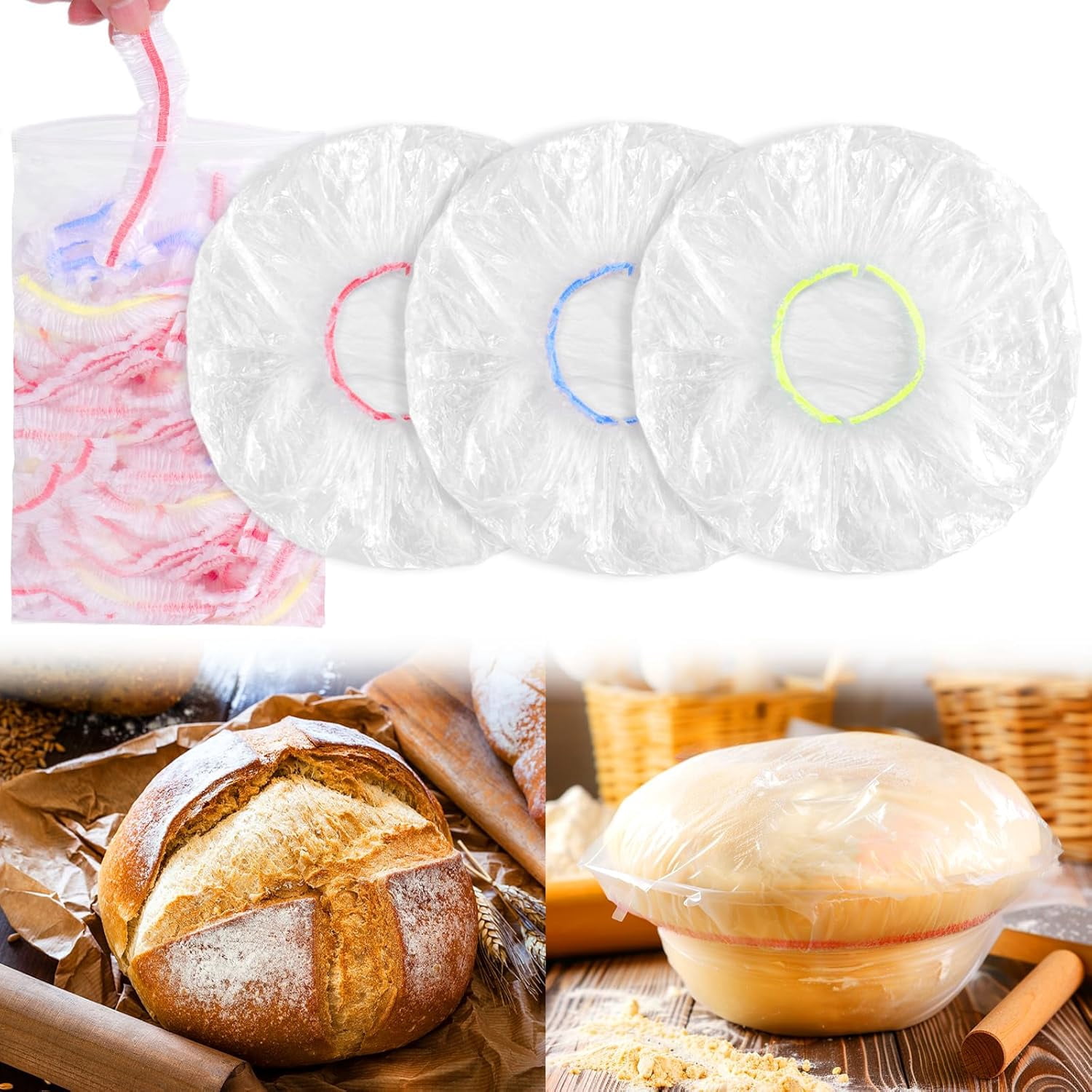 ZOELNIC 50PCS Colorful Bowl Covers for Bread Proofing, Reusable Elastic ...