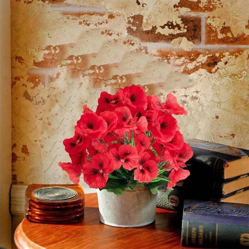 ZOELNIC 6 Bundles Artificial Fake Pansies Outdoors Flowers UV Resistant ...