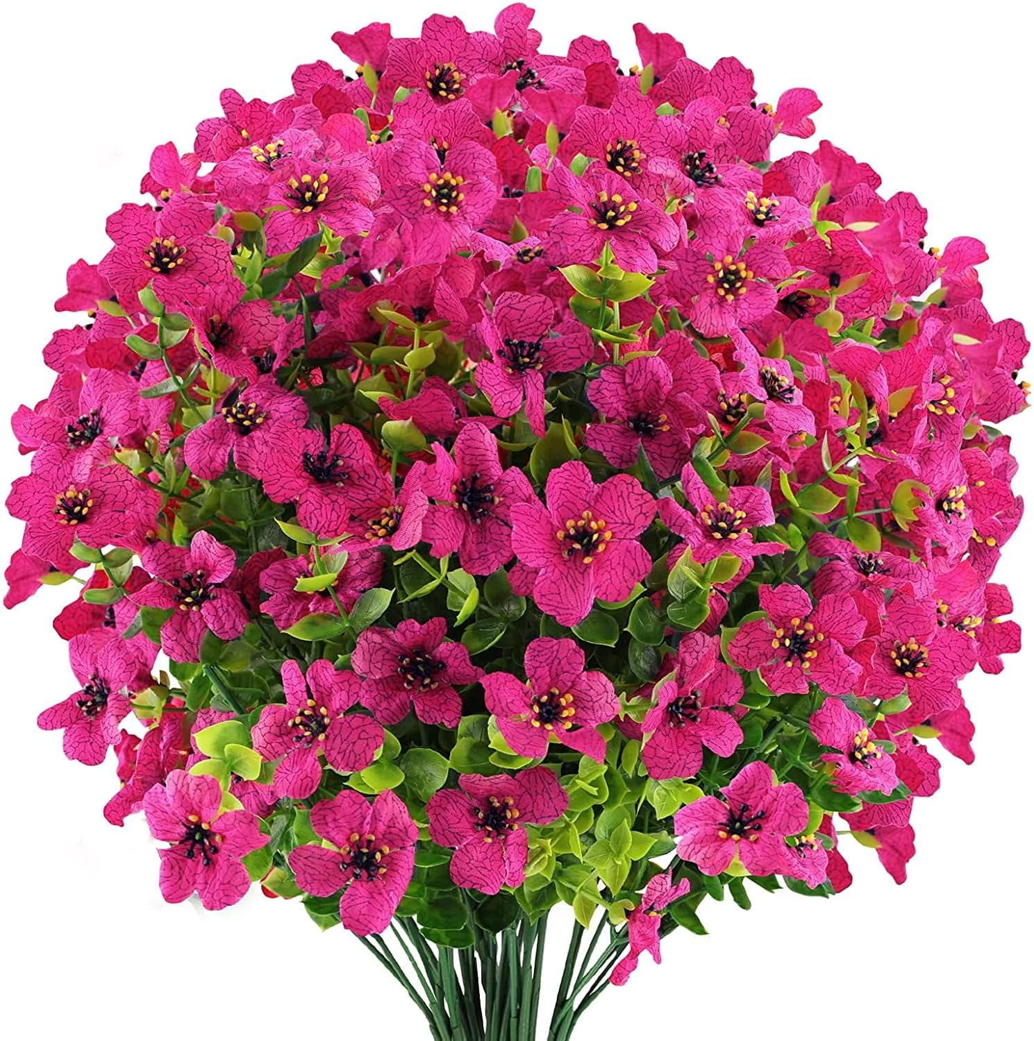 ZOELNIC 6 Bundles Artificial Violet Flowers UV Resistant Fake Plants ...