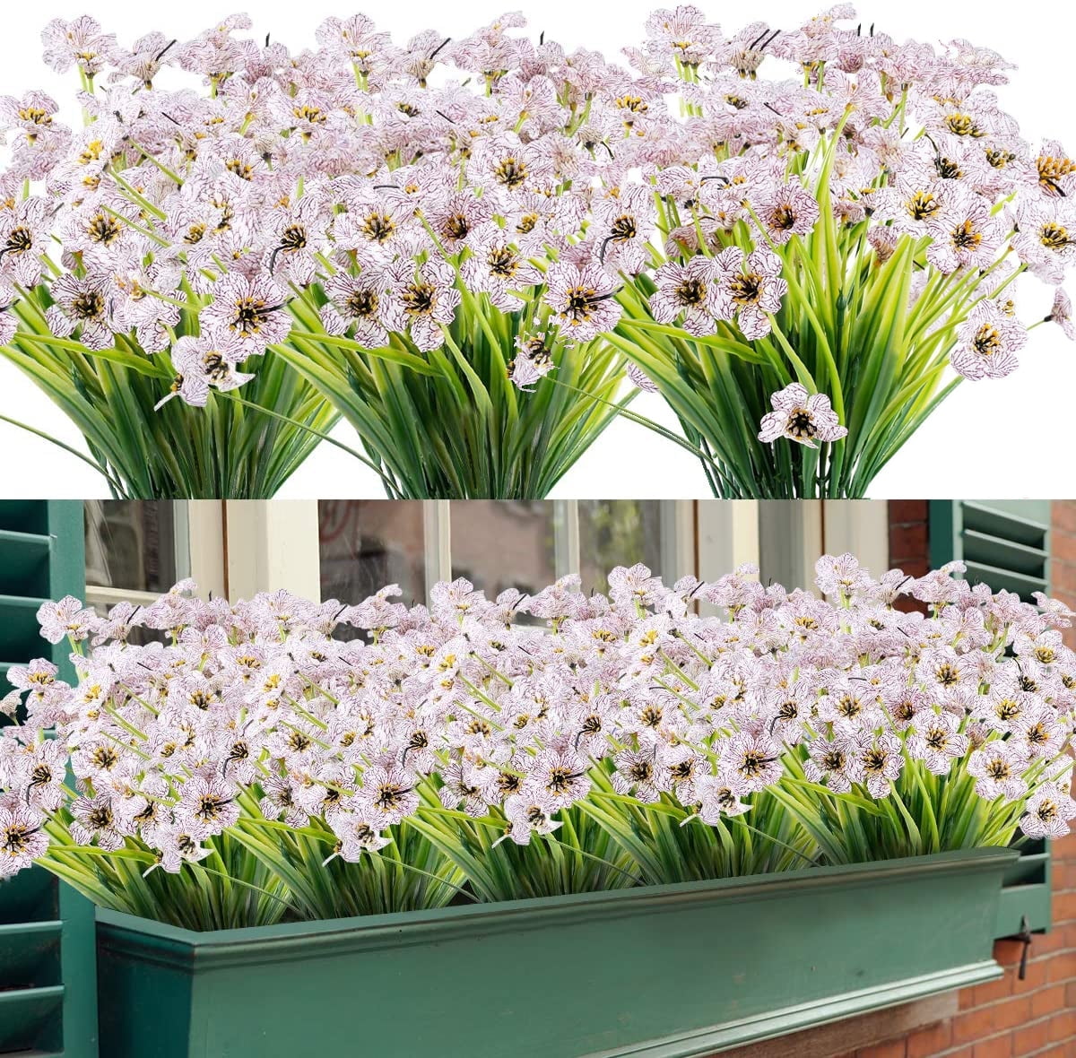 ZOELNIC 6 Bundles Outdoor Artificial Flowers UV Resistant No Fade Fake ...