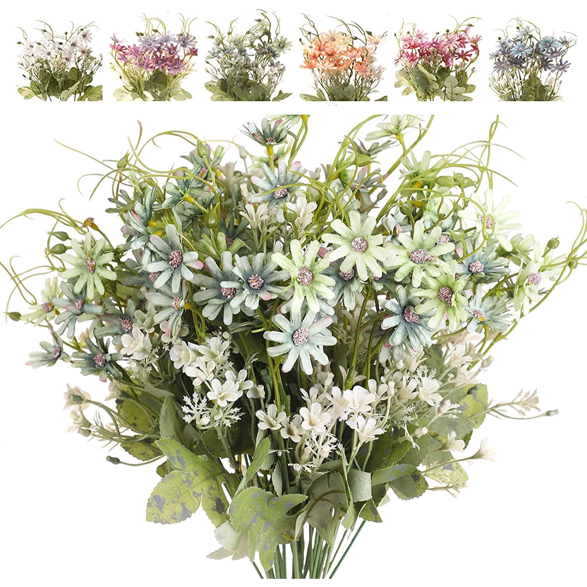 ZOELNIC 6 Bundles Wildflowers Artificial Flowers Outdoor Fake Daisy UV ...