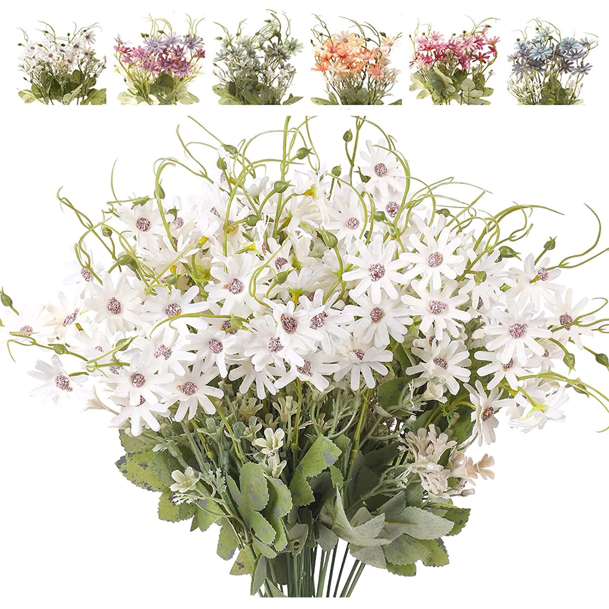 ZOELNIC 6 Bundles Wildflowers Artificial Flowers Outdoor Fake Daisy UV ...