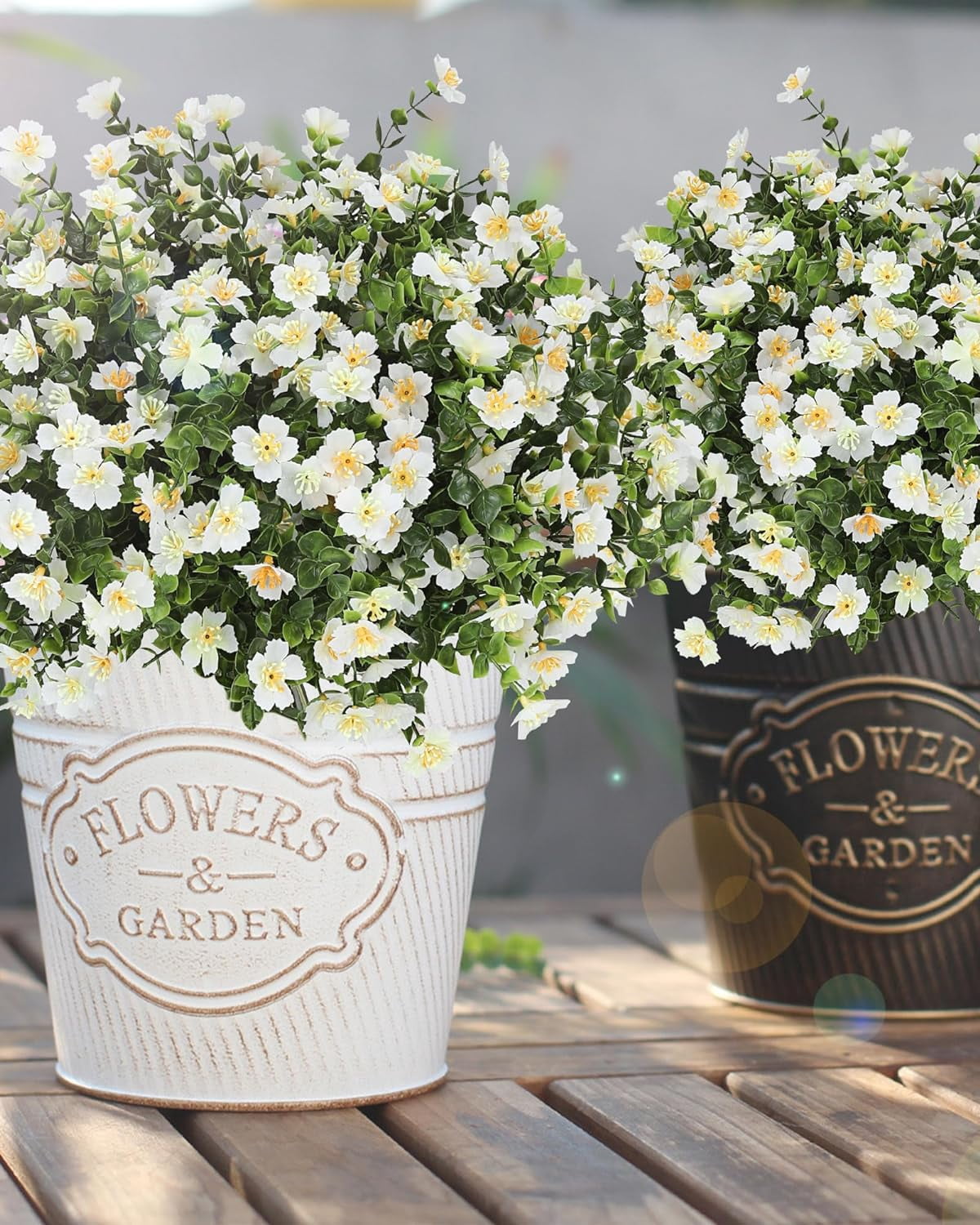ZOELNIC 6 PCS Outdoor Artificial Plant Flower UV Resistant Fake Stems ...