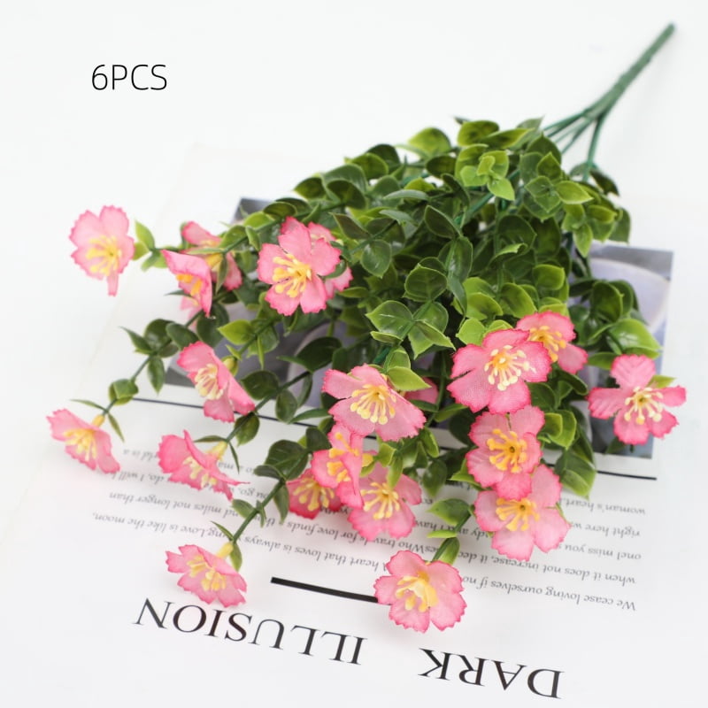 ZOELNIC 6 PCS Outdoor Artificial Plant Flower UV Resistant Fake Stems ...