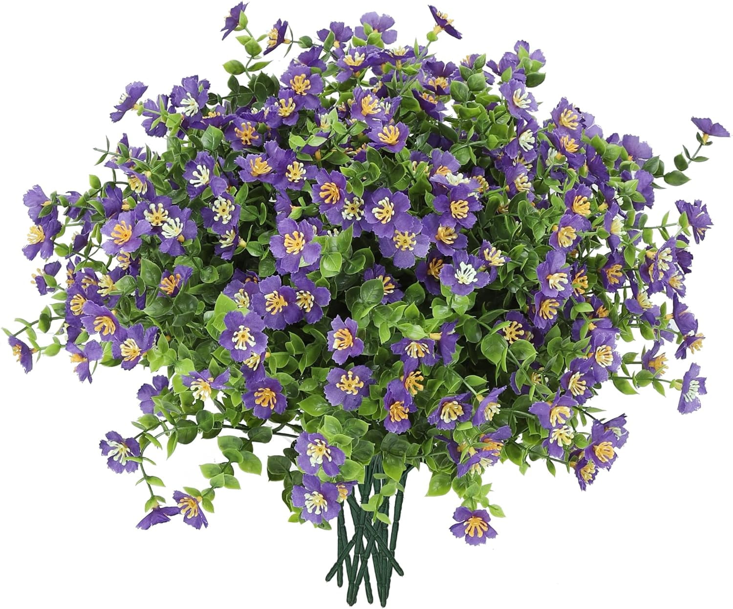 ZOELNIC 6 PCS Outdoor Artificial Plant Flower UV Resistant Fake Stems ...