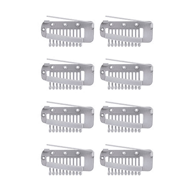 ZOELNIC 8pcs Wig Clip with Safety Pins, 10-Teeth Hair Extension Snap ...