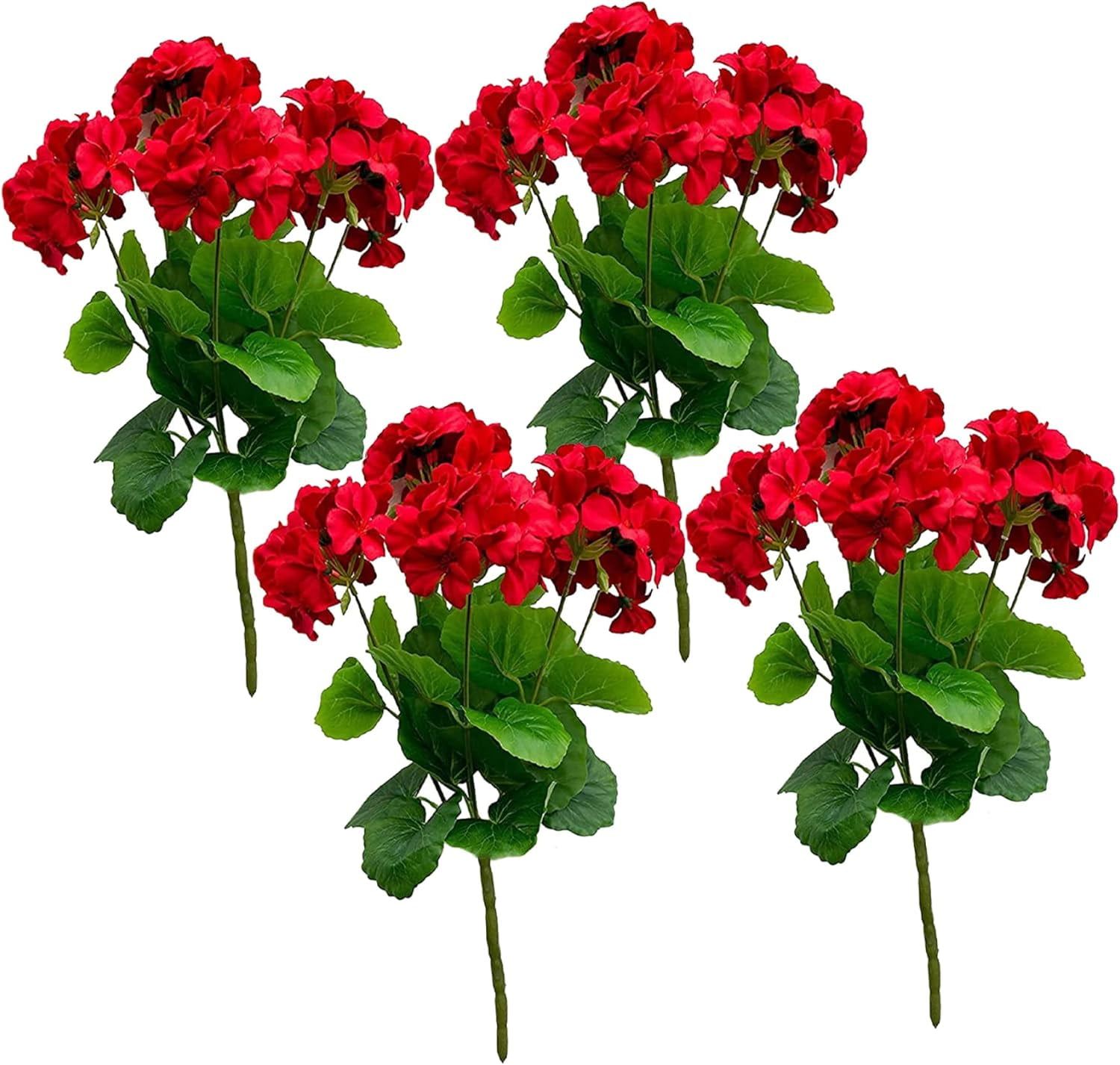 ZOELNIC Artificial Flowers 4Pcs 14 Inch UV-Resistant Fake Geraniums for ...