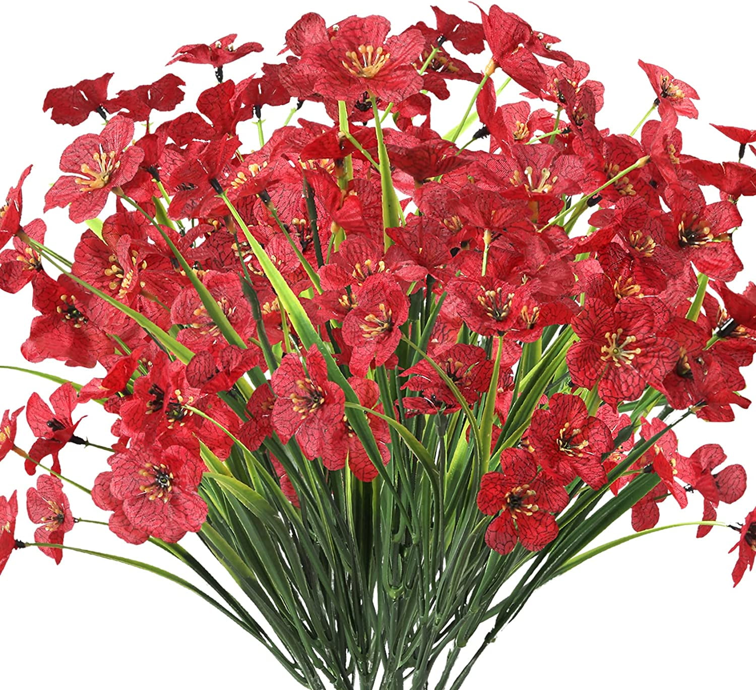 Artificial Flowers Outdoor 6 Bundles UV Resistant Fake Flowers for ...