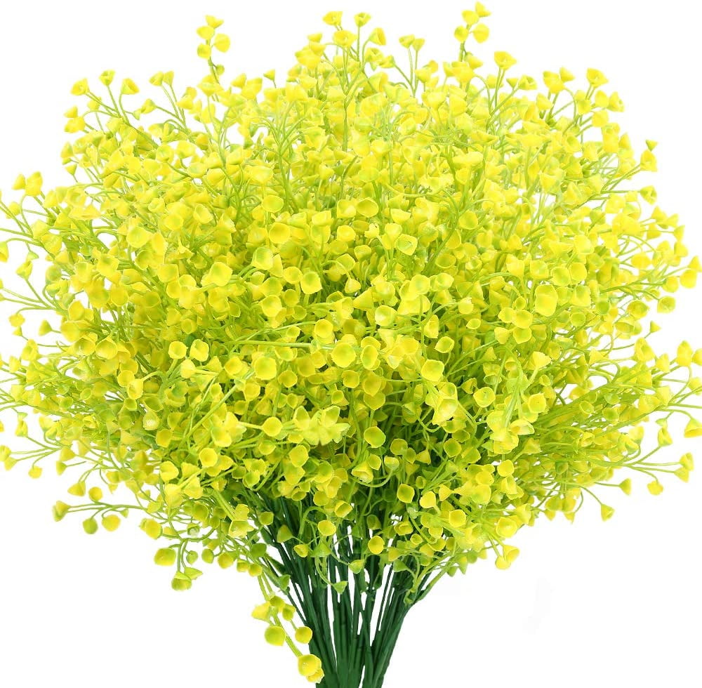 ZOELNIC Artificial Shrubs Bushes 8 Pack UV Resistant Plants Flowers ...