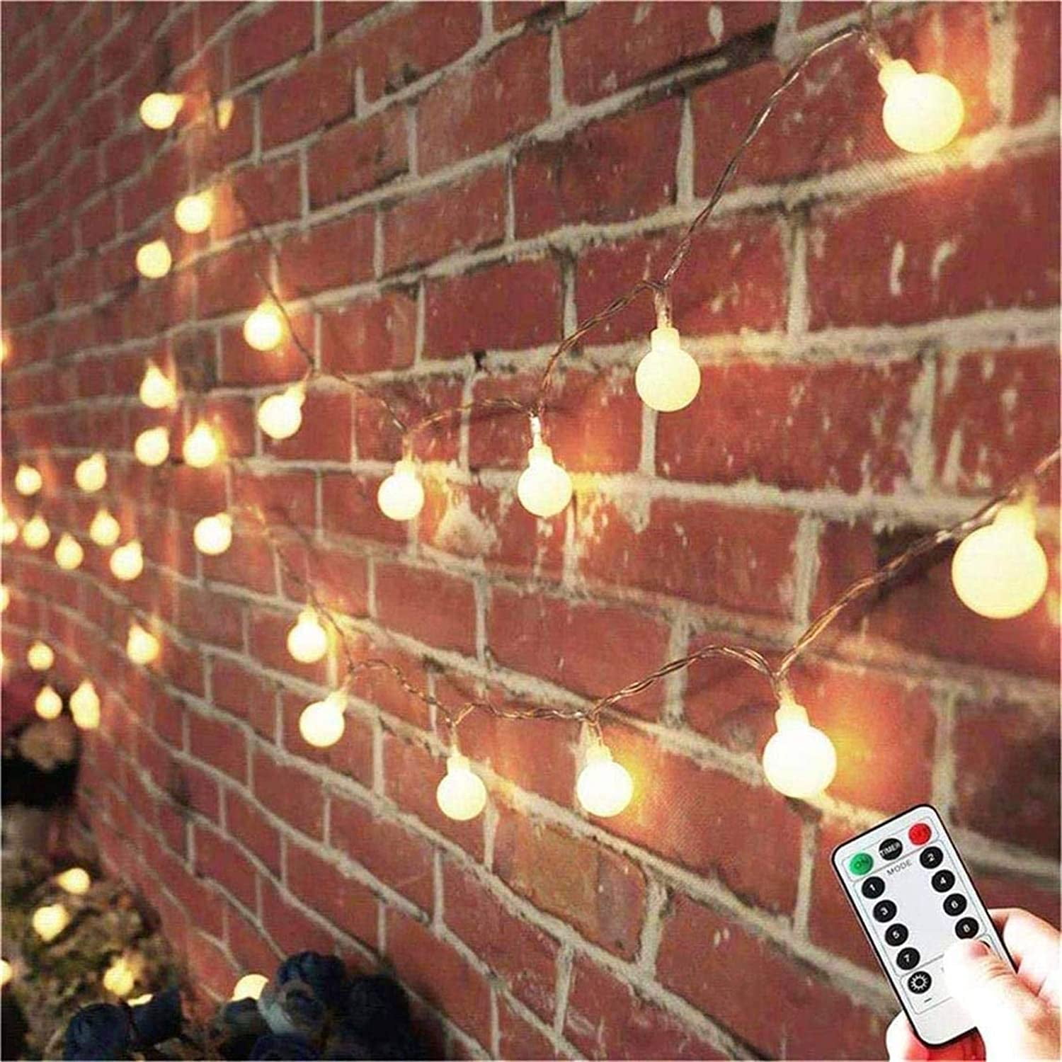 ZOELNIC Battery Operated Globe String Lights with Remote Control 100 ...