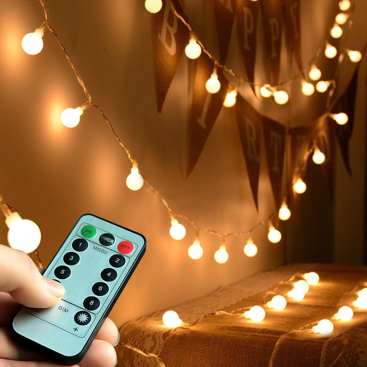 ZOELNIC Battery Powered LED Globe String Lights Ball Fairy Lights with ...